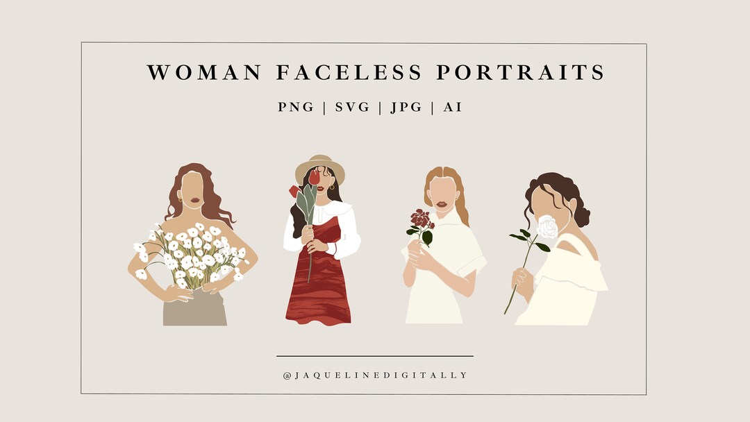 Woman Faceless Portraits Svg, Minimal Svg, Aesthetic Svg, Cut File ...