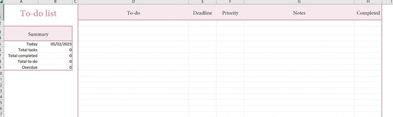 Excel Template - to Do List With Prioritisation and Automatic Summary ...