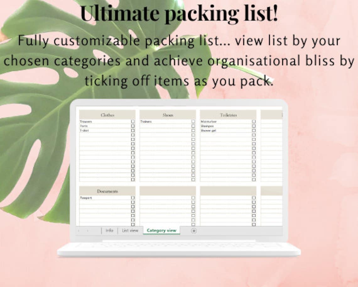 Excel Template, Ultimate Packing List - Etsy