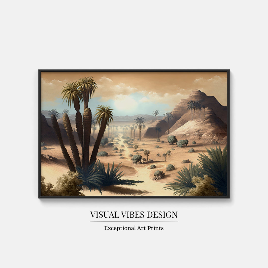 Vintage Desert Landscape Digital Download Art Retro Cactus Print boho ...