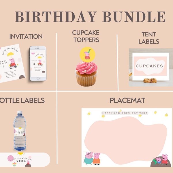 Peppa Pig Birthday Bundle - Etsy