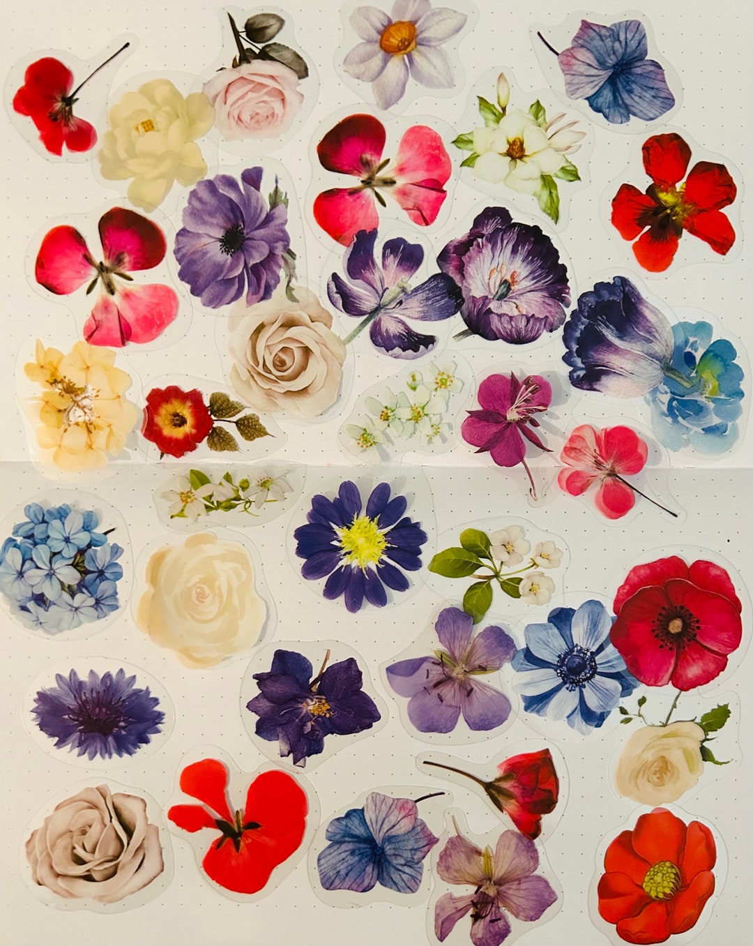 Flower Stickers Translucent Floral Stickers Multi Colour Flowers ...