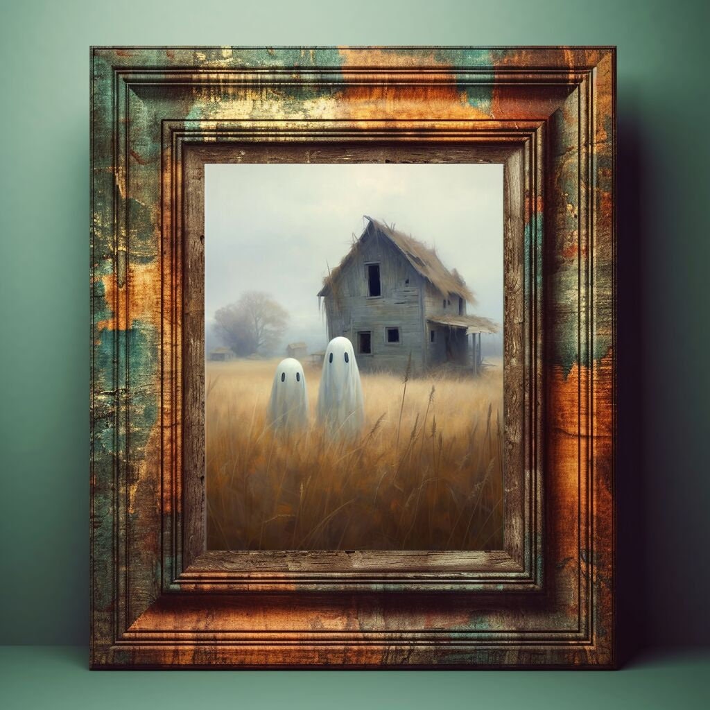 Ghosts in a Field, Vintage Poster, Art Poster Printable, Haunting Ghost ...