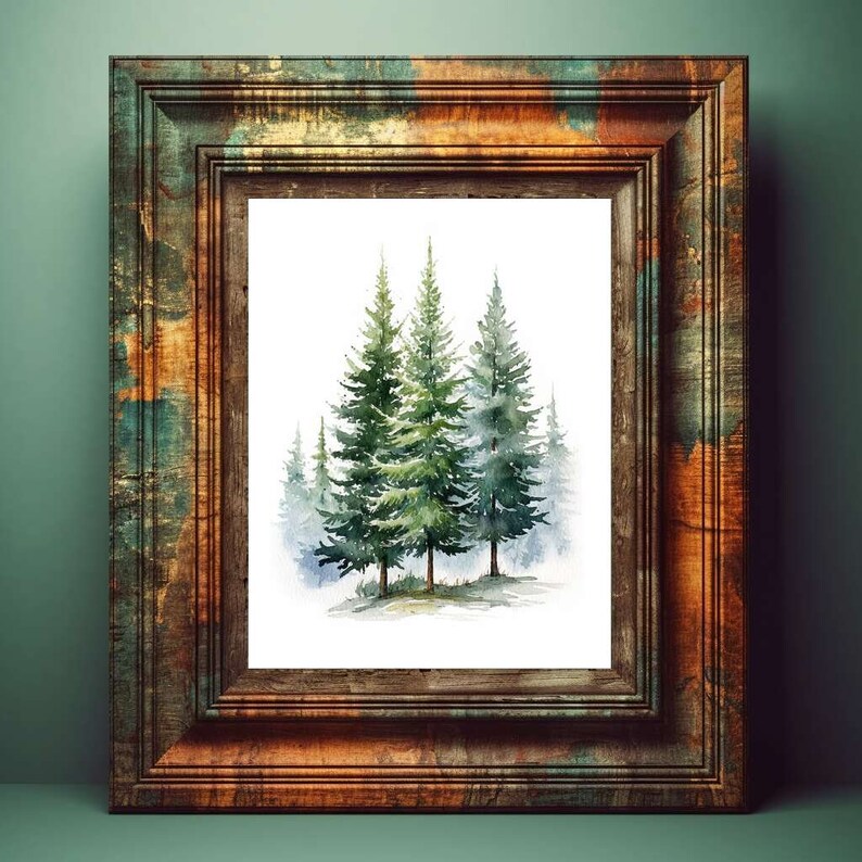 Watercolor Pine Trees - Etsy