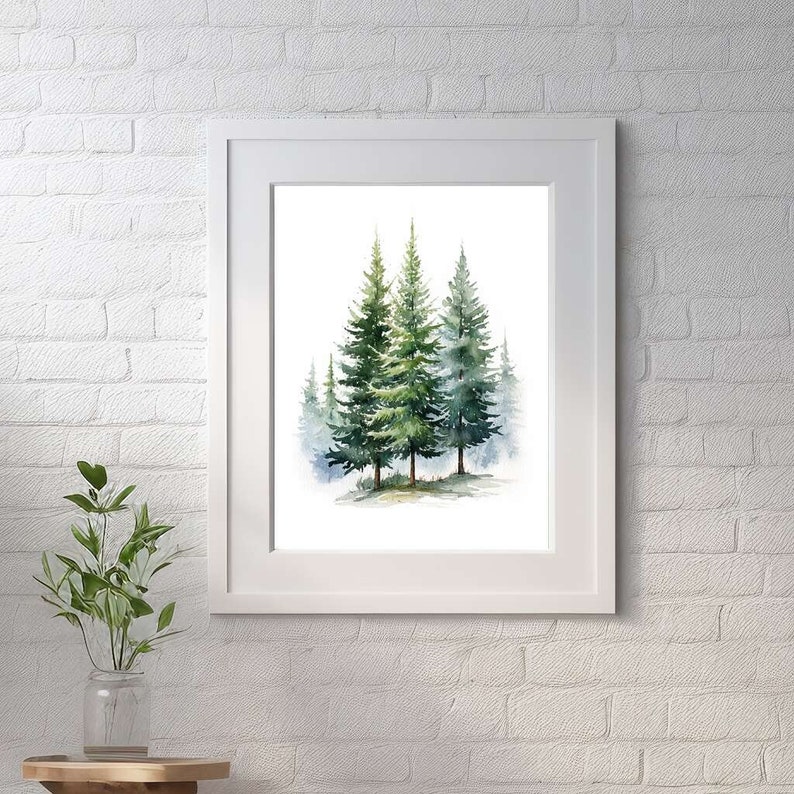Watercolor Pine Trees - Etsy