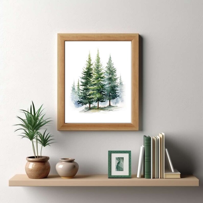 Watercolor Pine Trees - Etsy