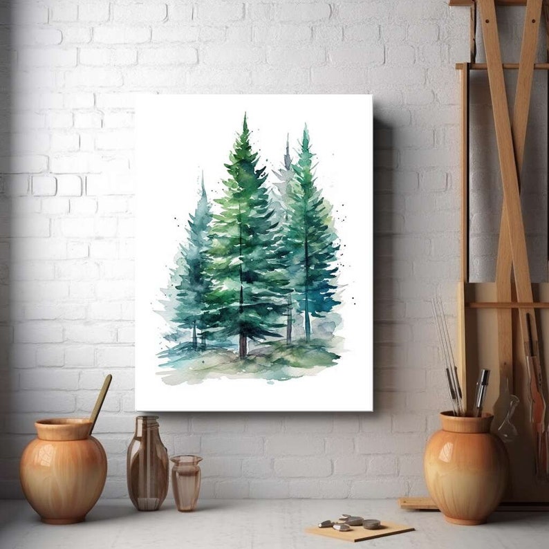 Watercolor Pine Trees - Etsy