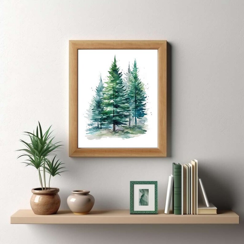 Watercolor Pine Trees - Etsy