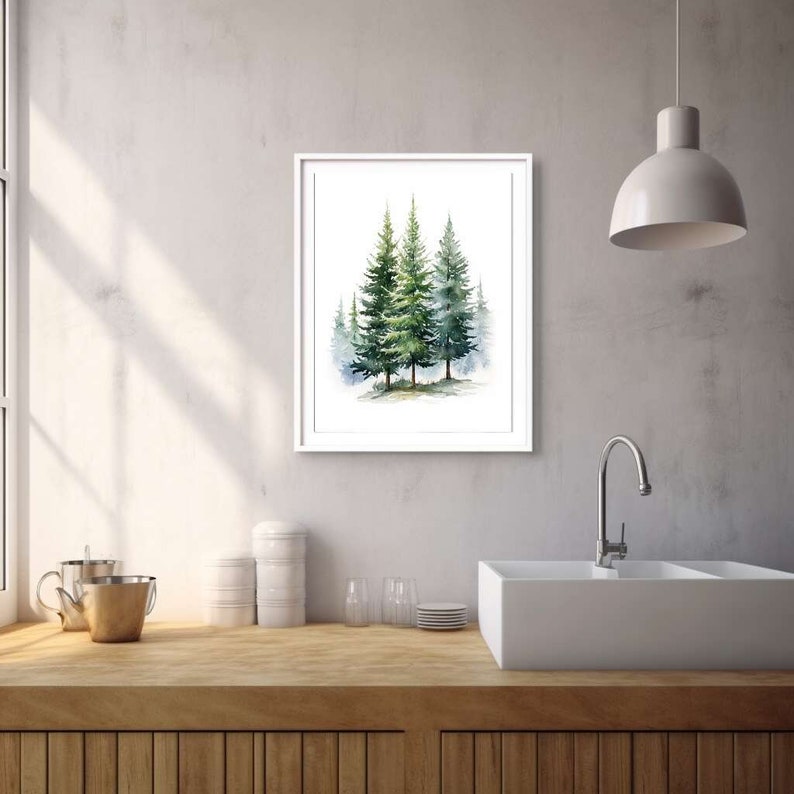 Watercolor Pine Trees - Etsy