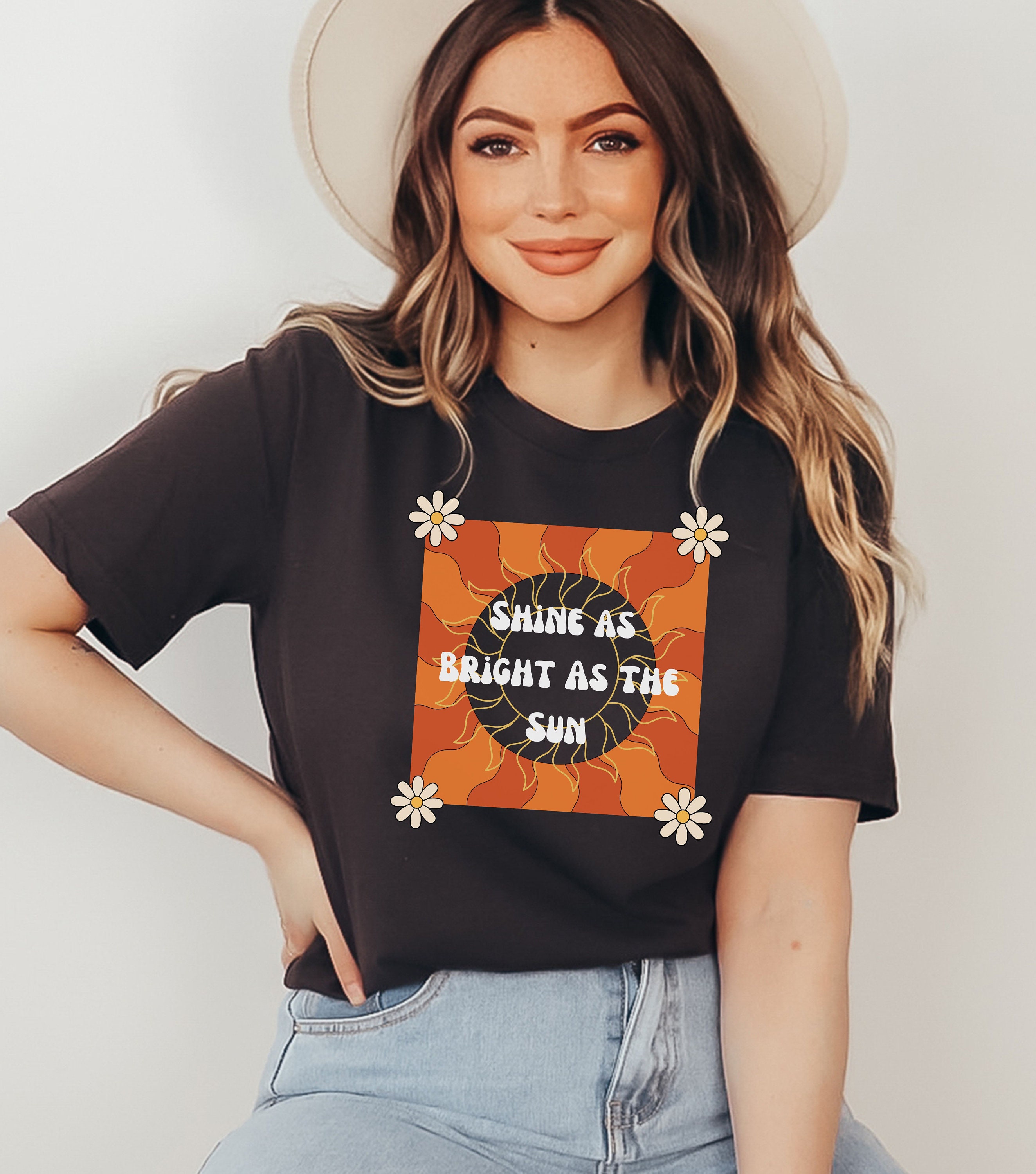 Shine as Bright as the Sun T-shirt, Trendy Teen T-shirt, Groovy Sun ...