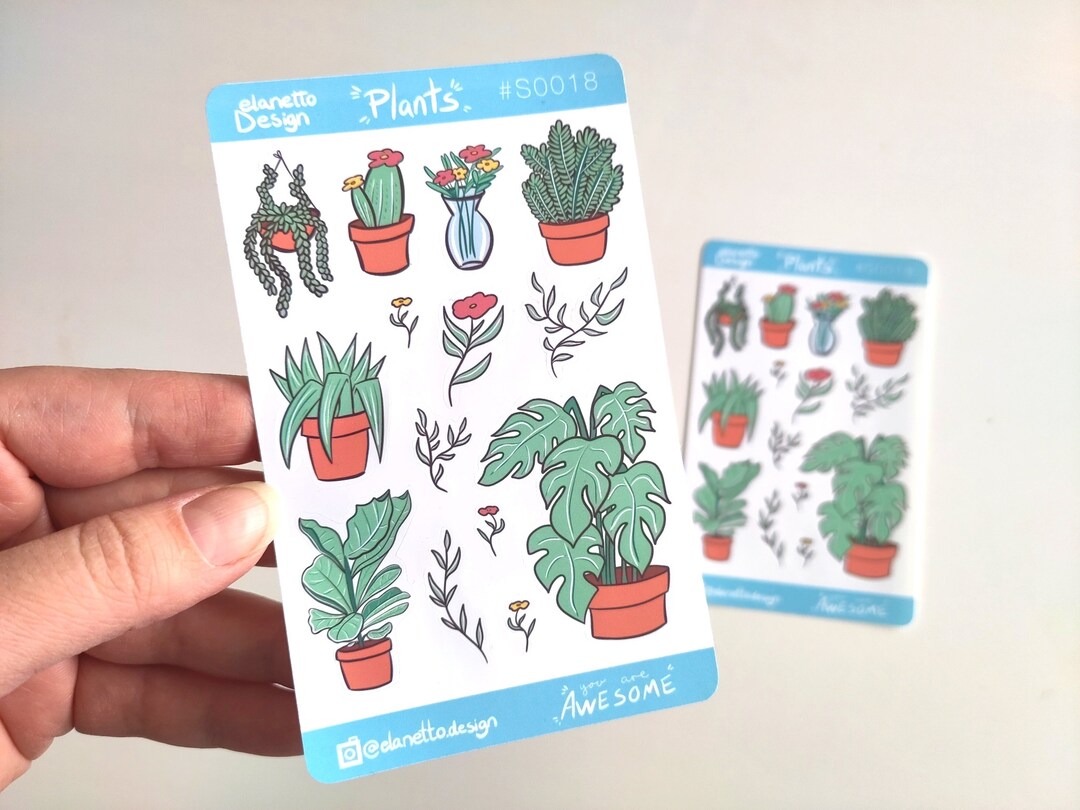 Plants Sticker Sheet, Bullet Journal Sticker Sheet, Bujo Stickers, Cute ...