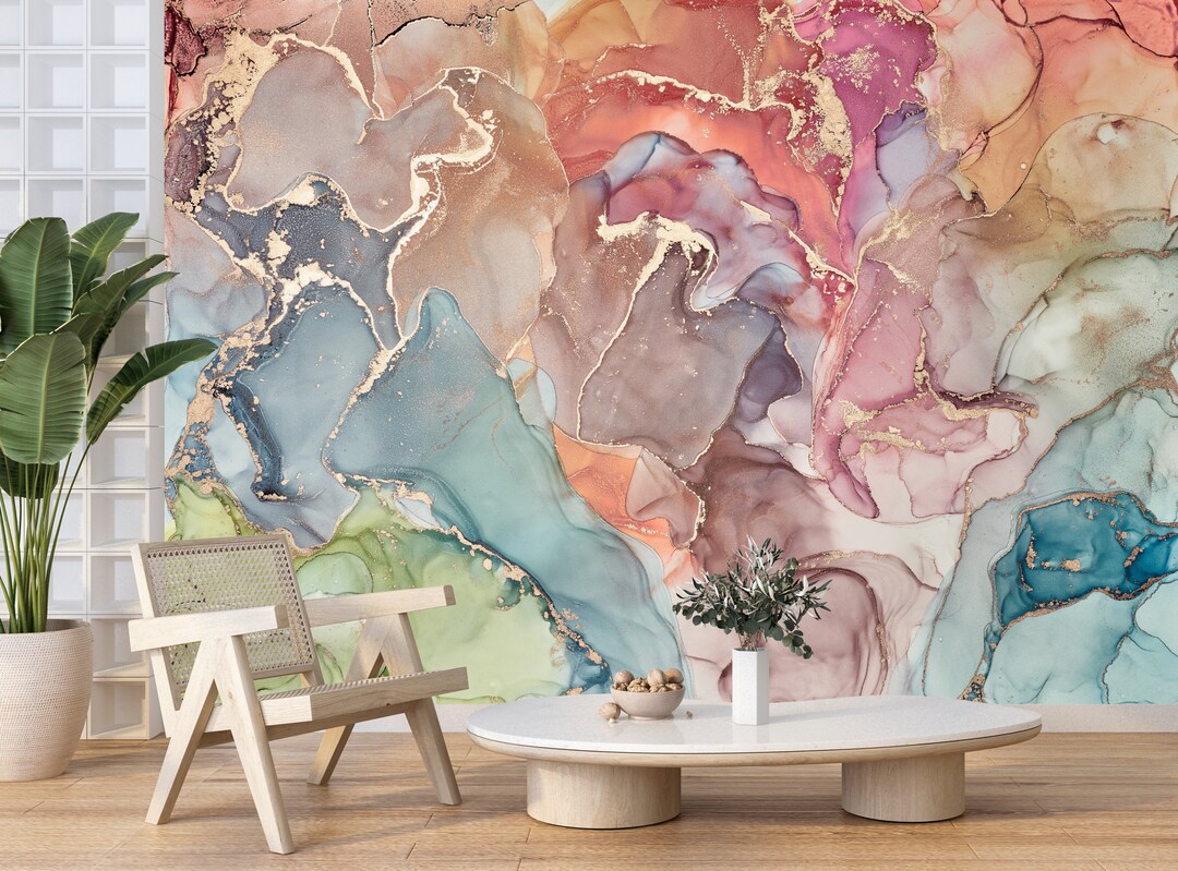Colorful Marble Wallpaper, Gold Marble Wallpaper, Luxury Wallpaper ...