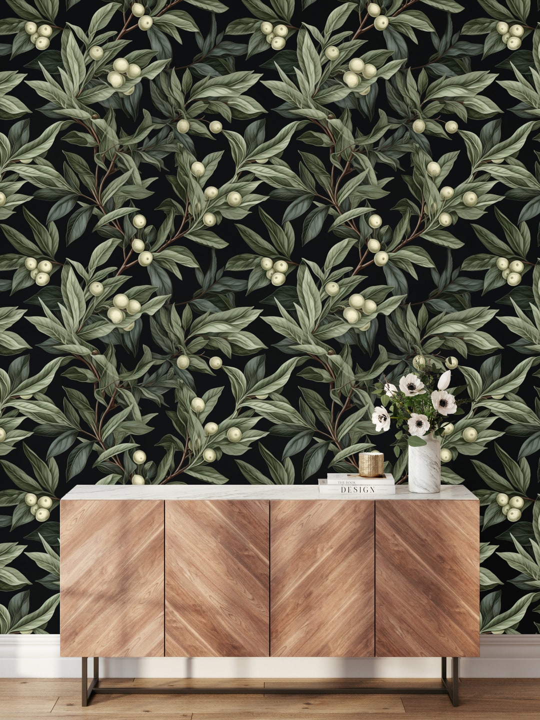 Merritt Botanical Fern Wallpaper Mural, Vintage Fern Wallpaper Peel and ...