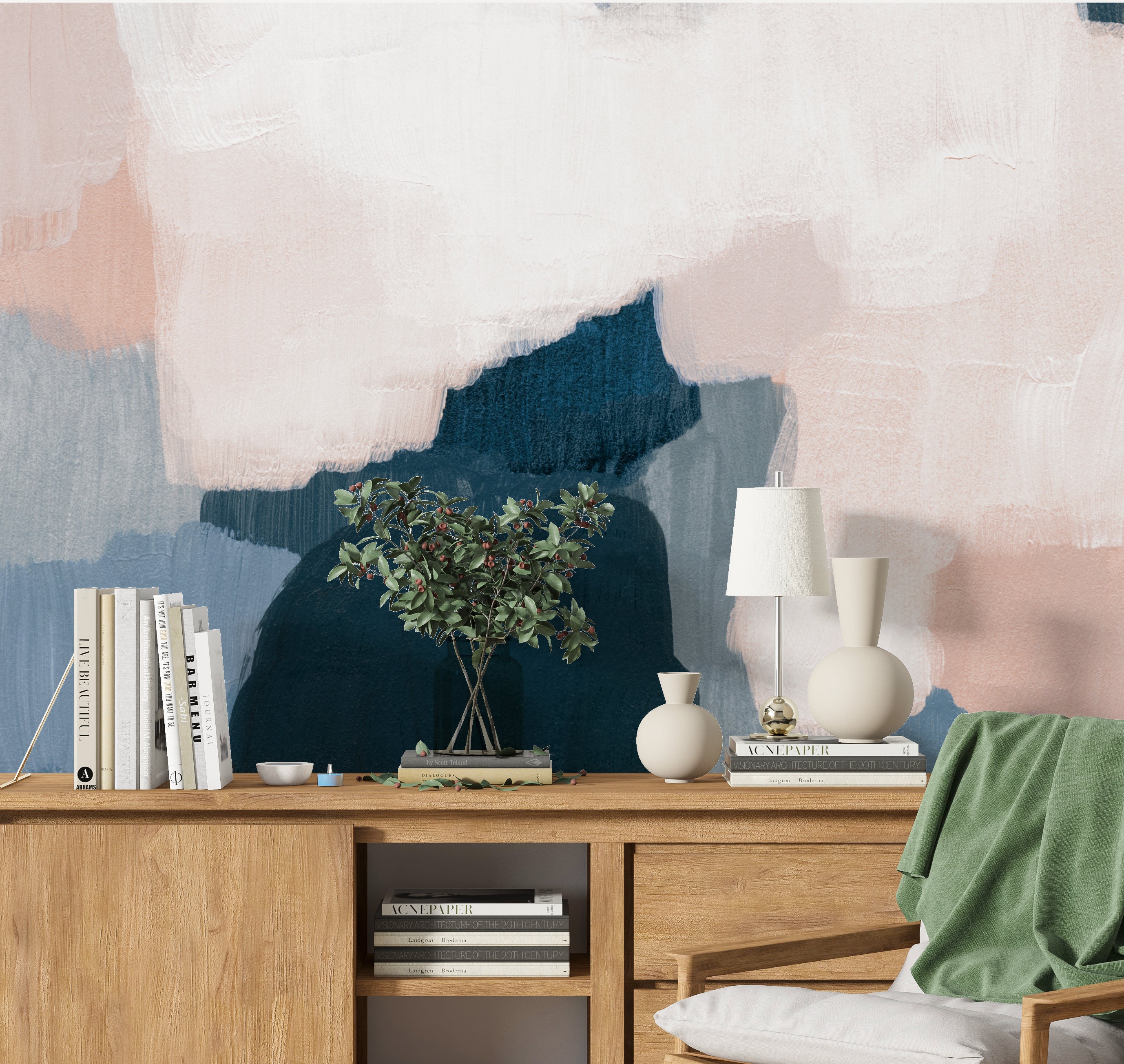 Modern Painting Soft Color Wallpaper Abstract Wallpaper Peel - Etsy