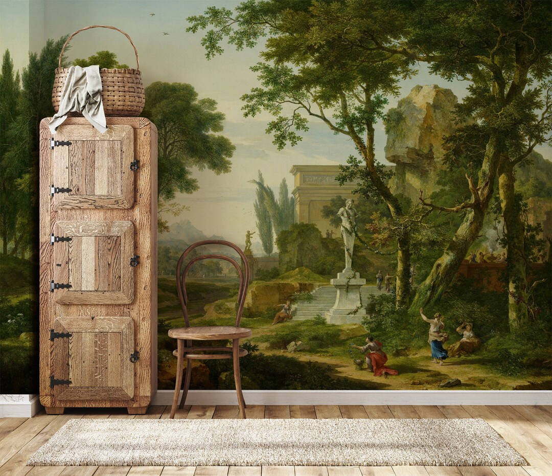 Oil Painting Landscape Wall Mural Peel and Stick Wallpaper, Countryside ...