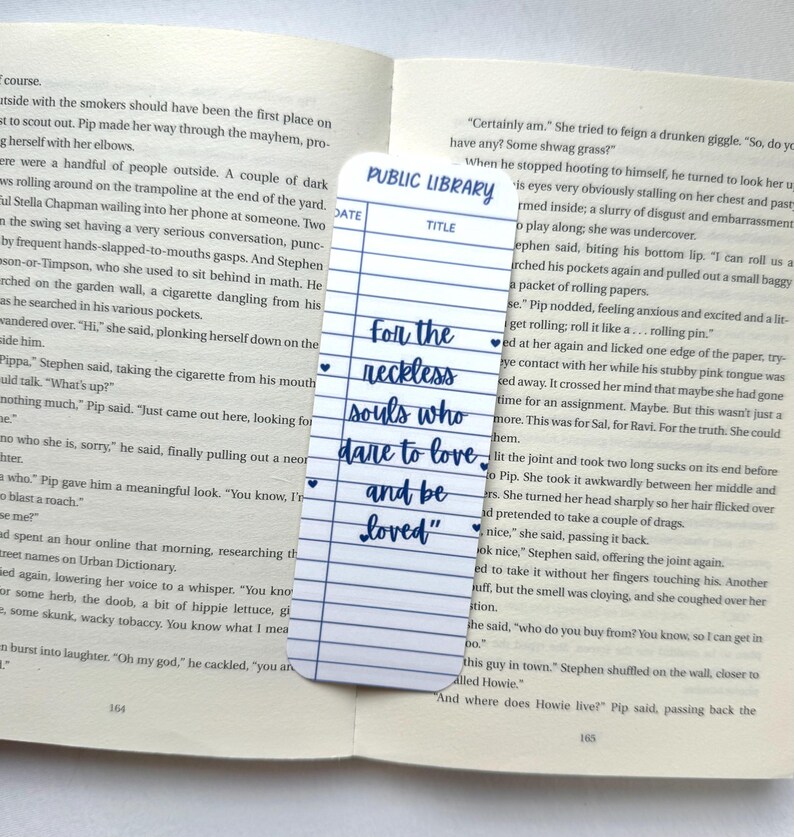 Vintage Library Card | Powerless Series Book Dedication Quote Bookmark ...