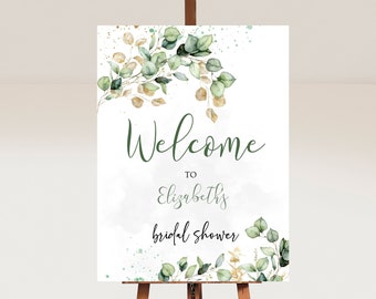 Greenery Bridal Shower Welcome Sign: Eucalyptus Template (digital ...