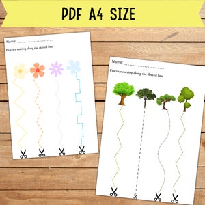 Preschool Cutting Tracing Practice With Scissors, Tracing Line Practice ...