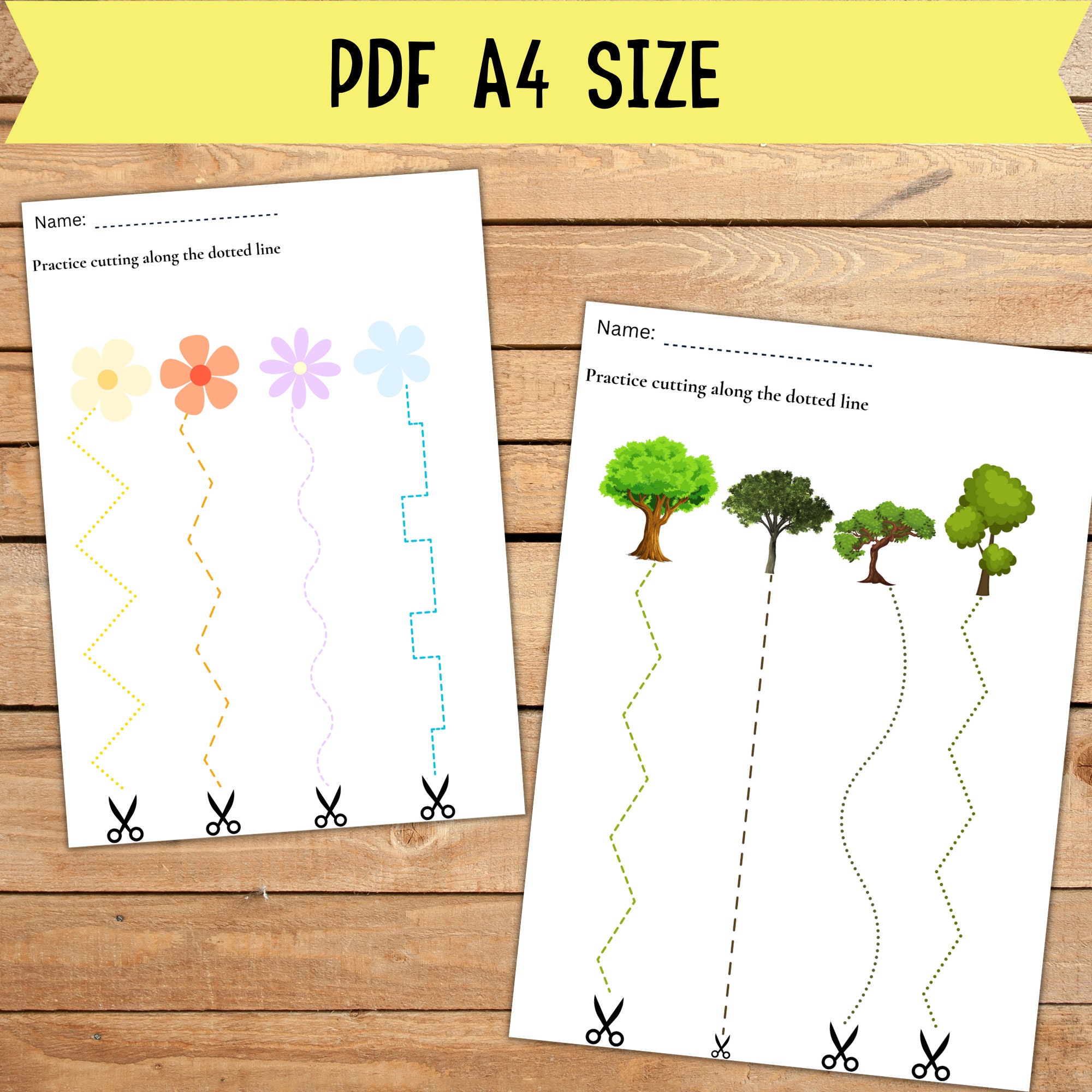 Preschool Cutting Tracing Practice With Scissors, Tracing Line Practice ...