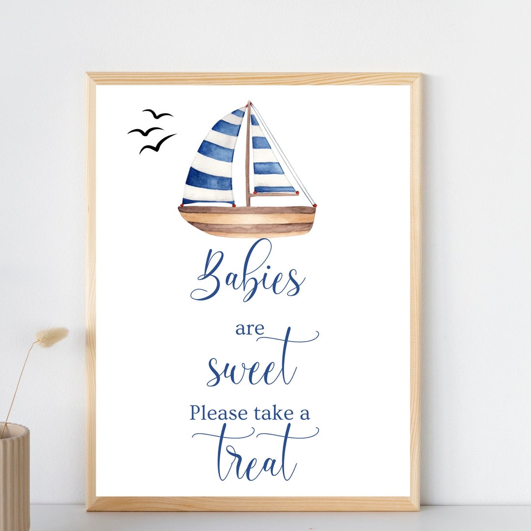 Sailboat Snacks, Sailboat Party Sign, Sweets Birthday Sign, Signs Ocean ...