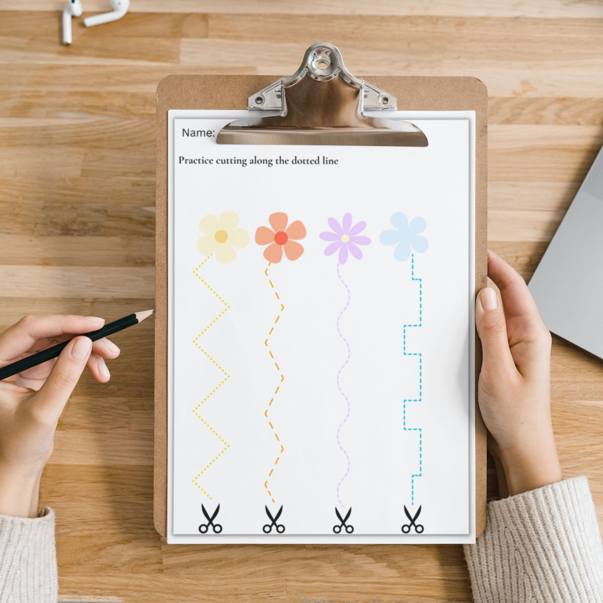 Preschool Cutting Tracing Practice With Scissors, Tracing Line Practice ...