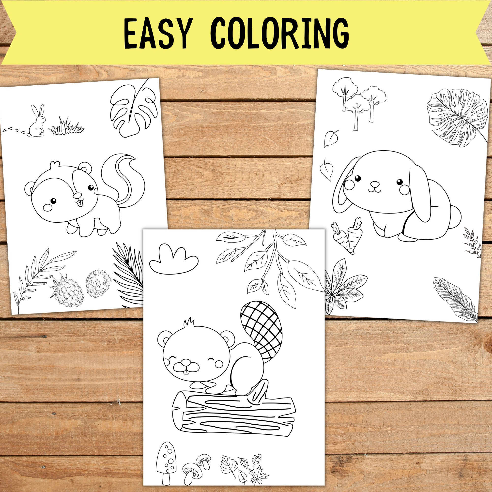 Woodland Animals Coloring Pages for Toddlers and Kids, Printable 11 ...