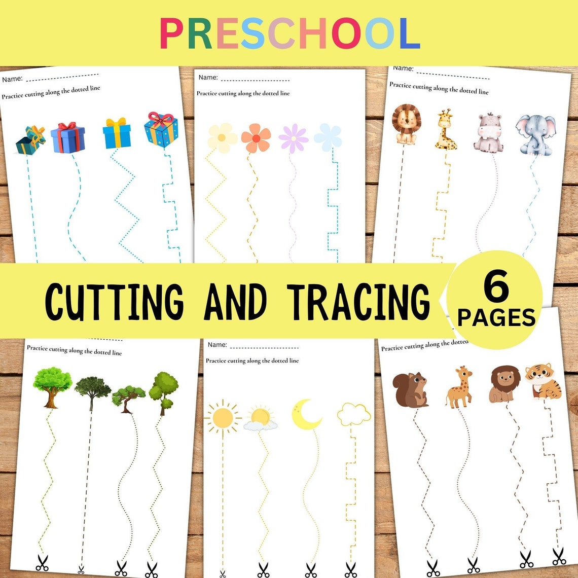 Preschool Cutting Tracing Practice With Scissors Tracing Line - Etsy