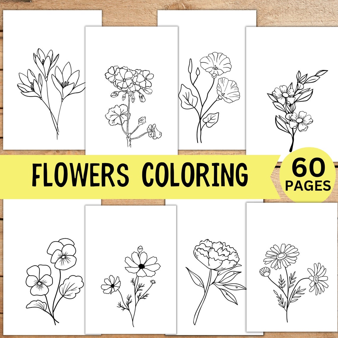 Simple Flowers Coloring Pages, Coloring Book Floral Theme, Kids Flowers ...