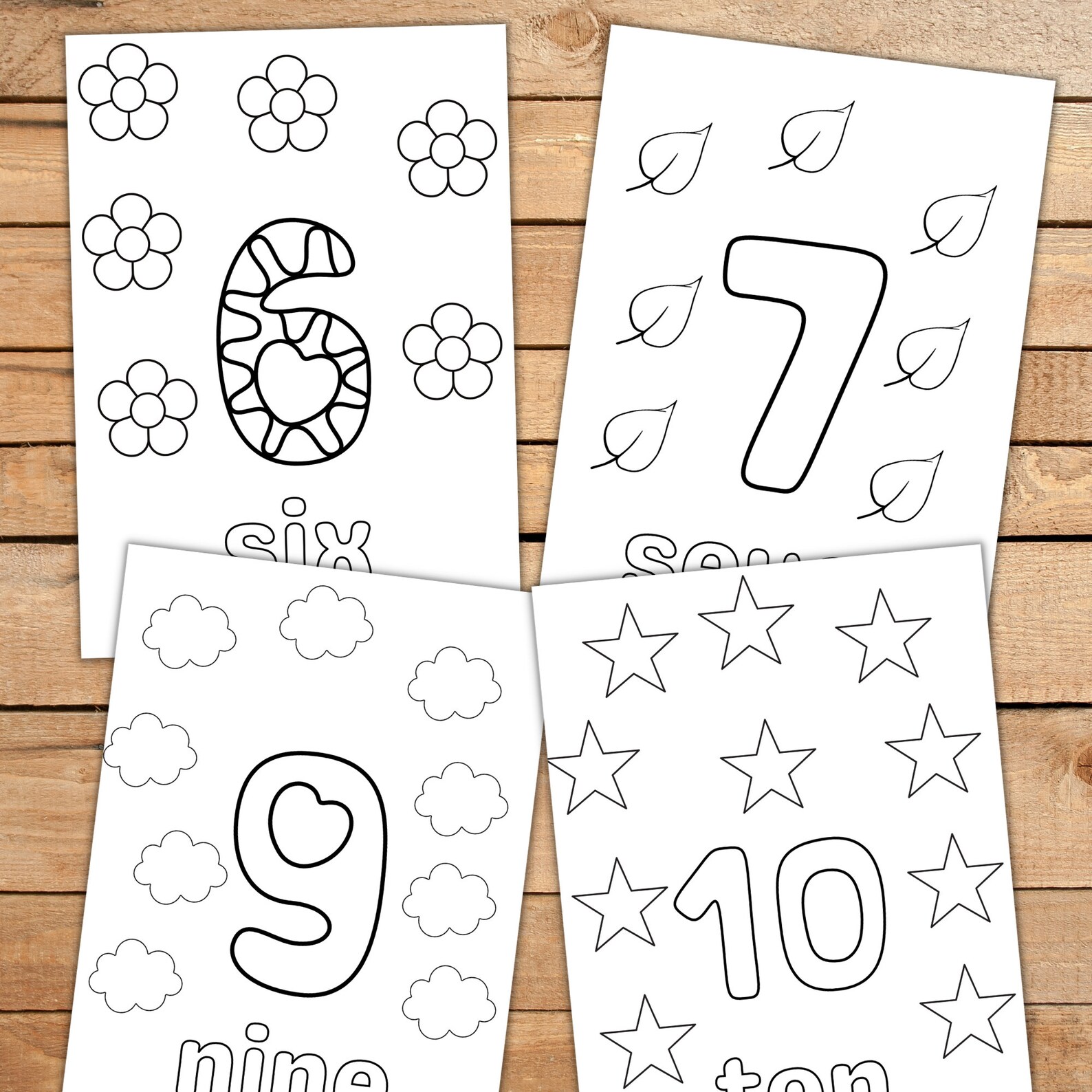 1 - 10 Numbers Printable Coloring Page Worksheets for Preschool ...