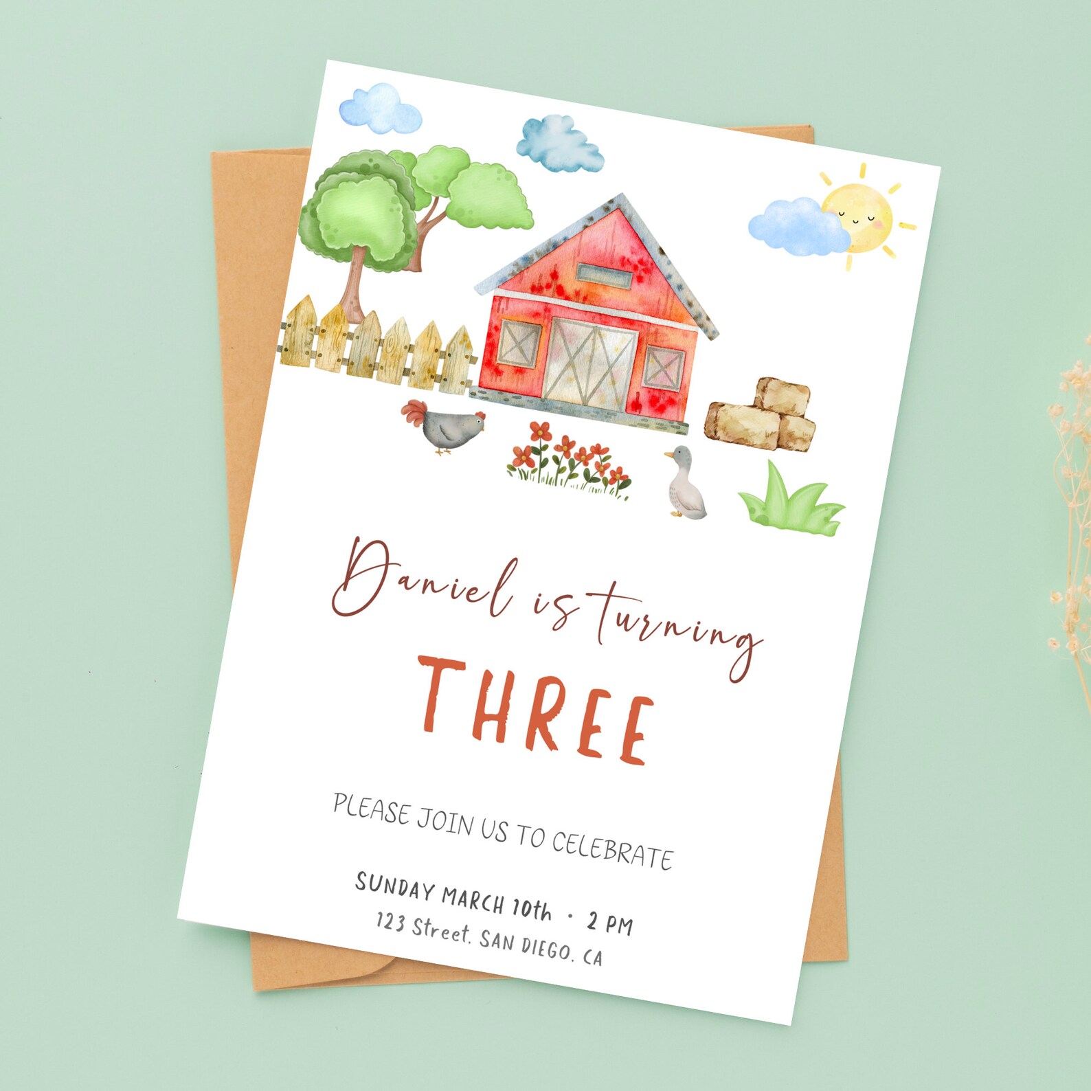 Farm Birthday Invitation Template, Barn Animals Party Invite, Ranch ...
