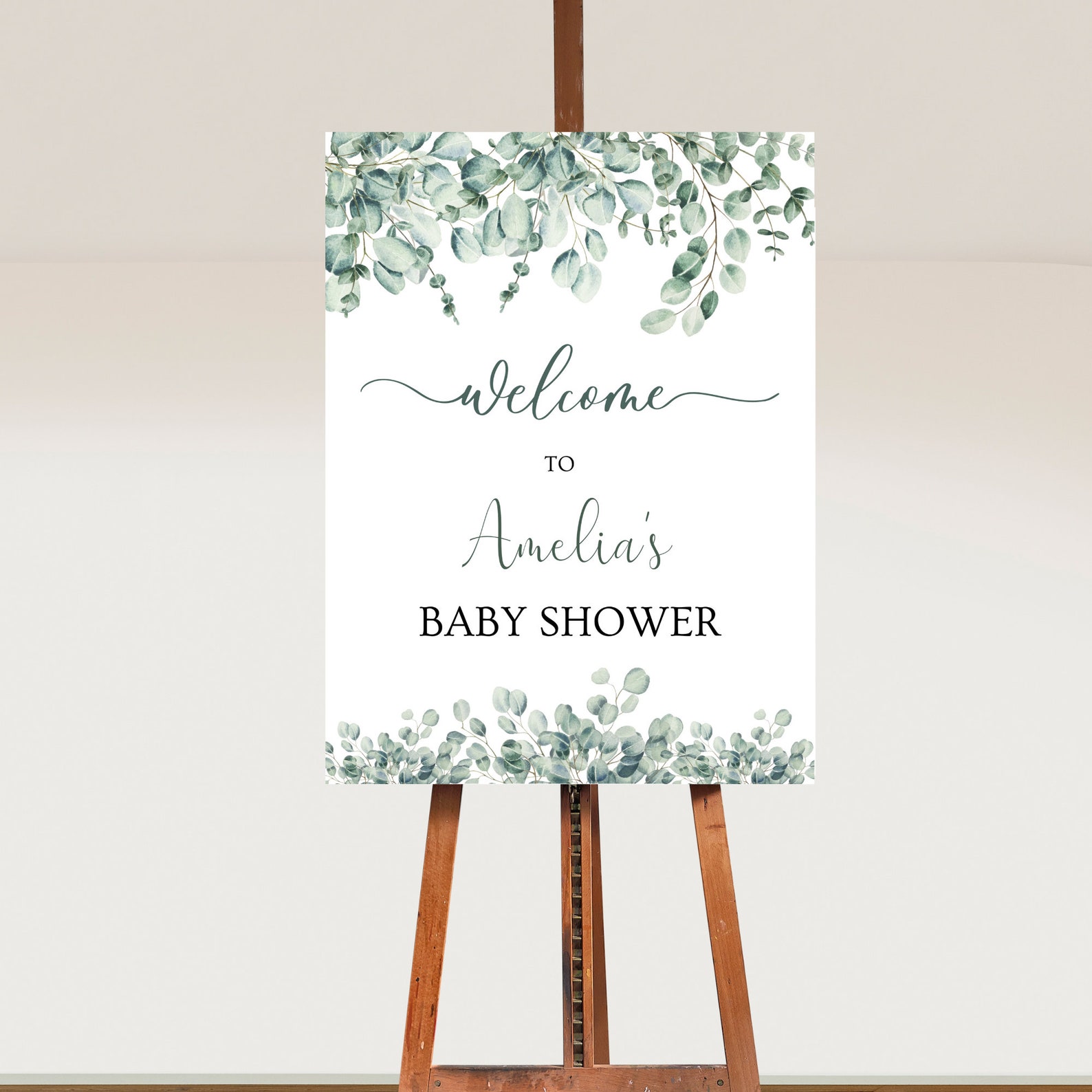 Baby Shower Welcome Sign Eucalyptus Green, 4 Sizes, Editable Template ...