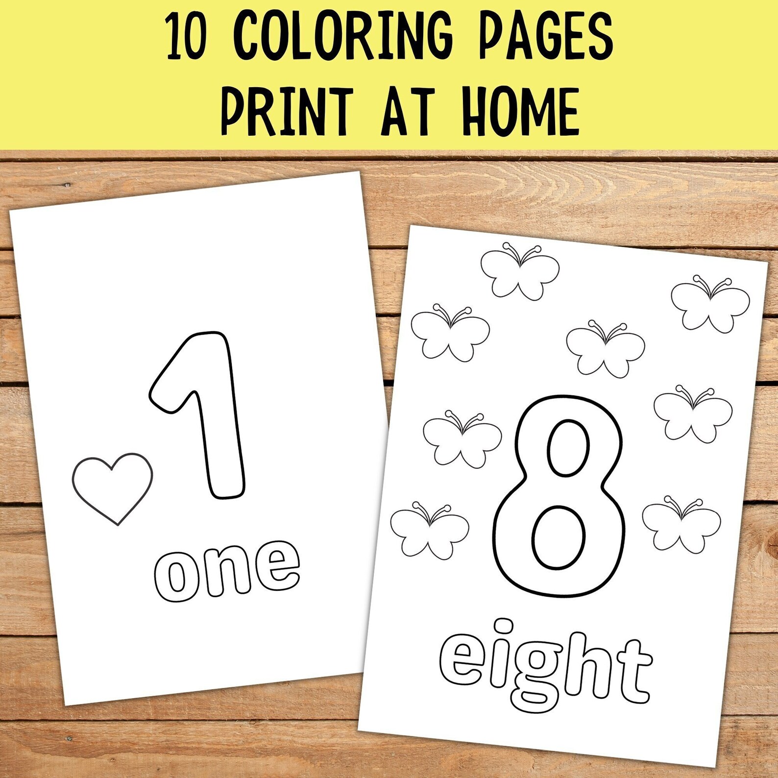 1 - 10 Numbers Printable Coloring Page Worksheets for Preschool ...