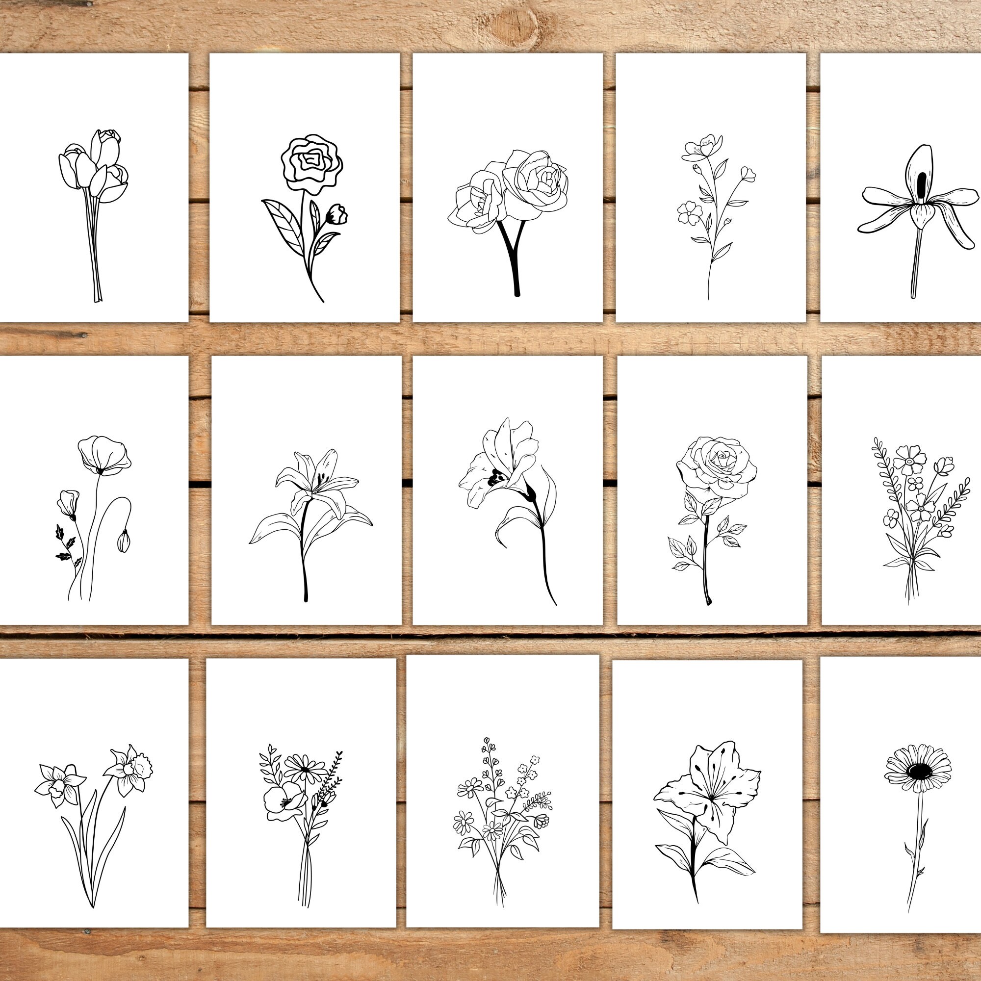 Floral Coloring Book, 60 Simple Flower Coloring Pages (PDF Pattern) - Etsy