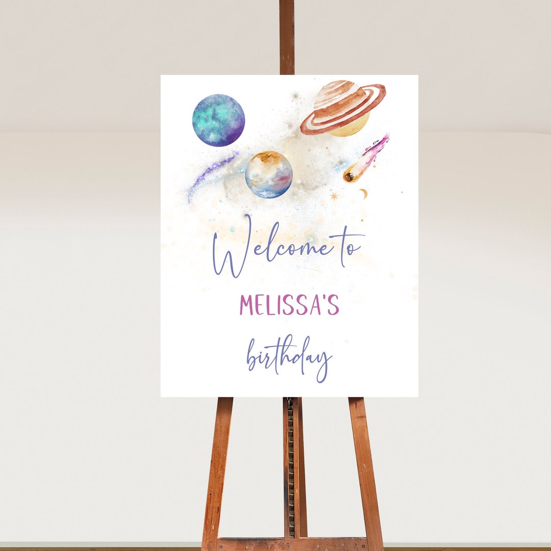 Outer Space Planets Birthday Welcome Sign Template| Birthday Welcome ...