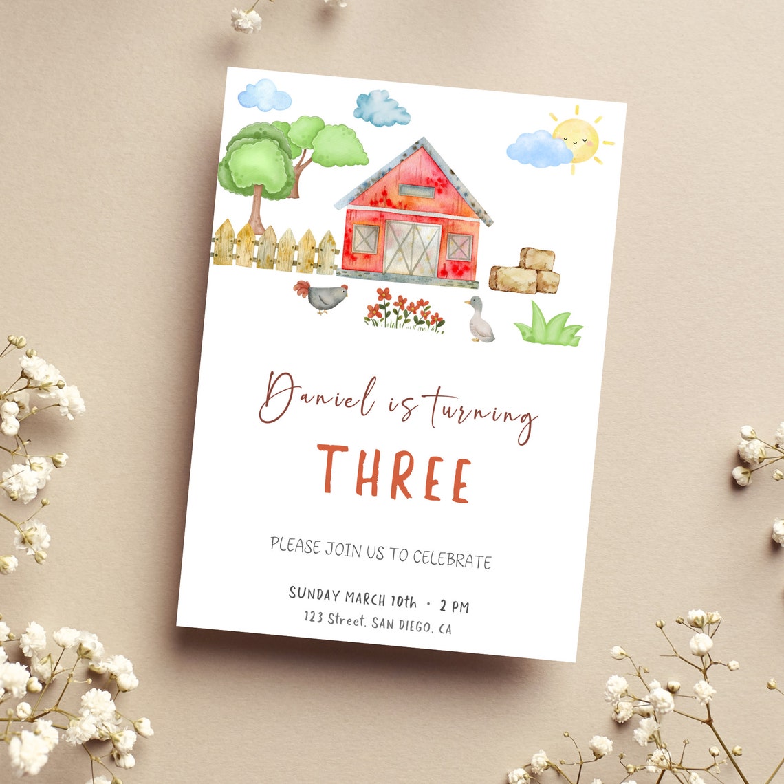 Farm Birthday Invitation Template, Barn Animals Party Invite, Ranch ...