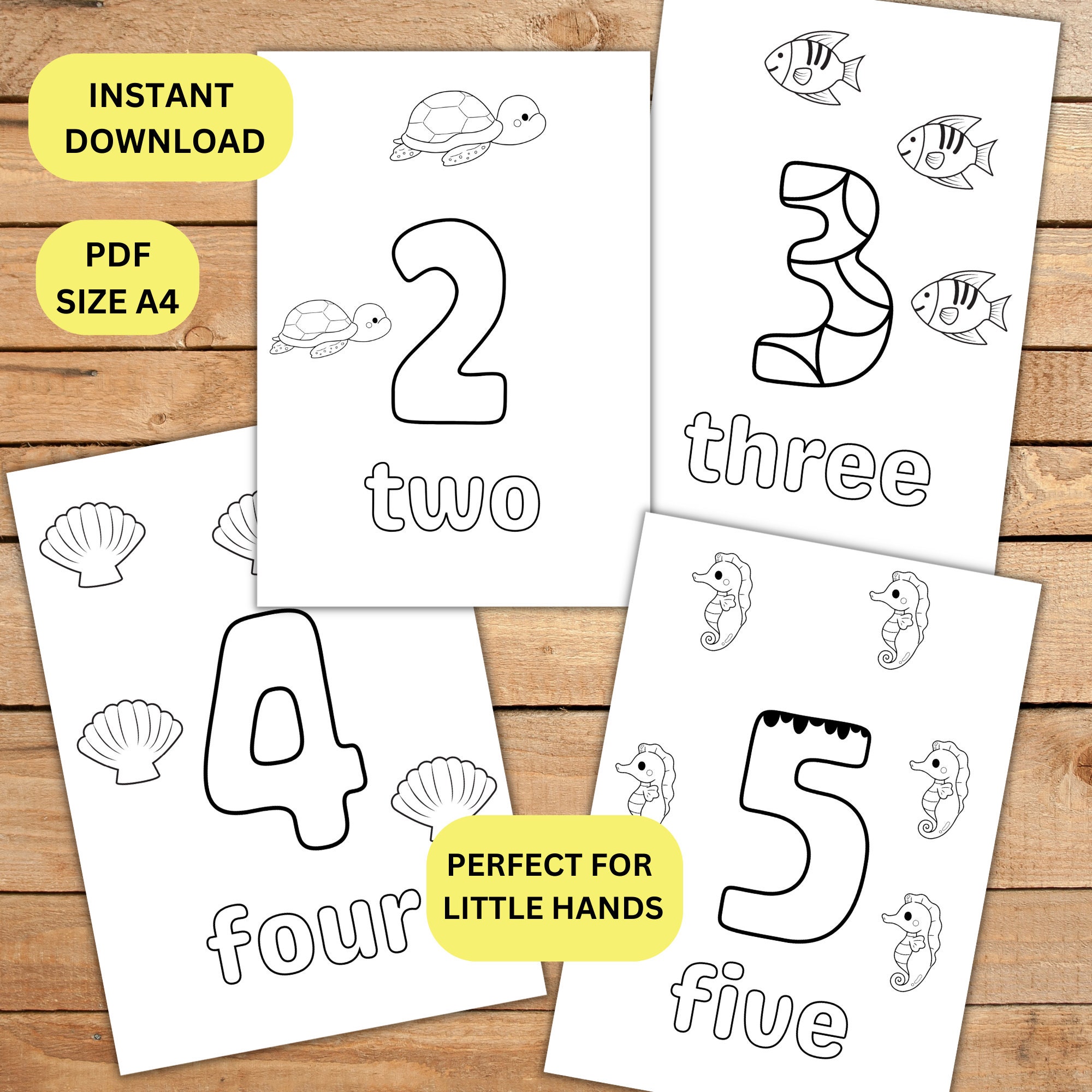 1 - 10 Numbers Printable Coloring Page Worksheets for Preschool ...