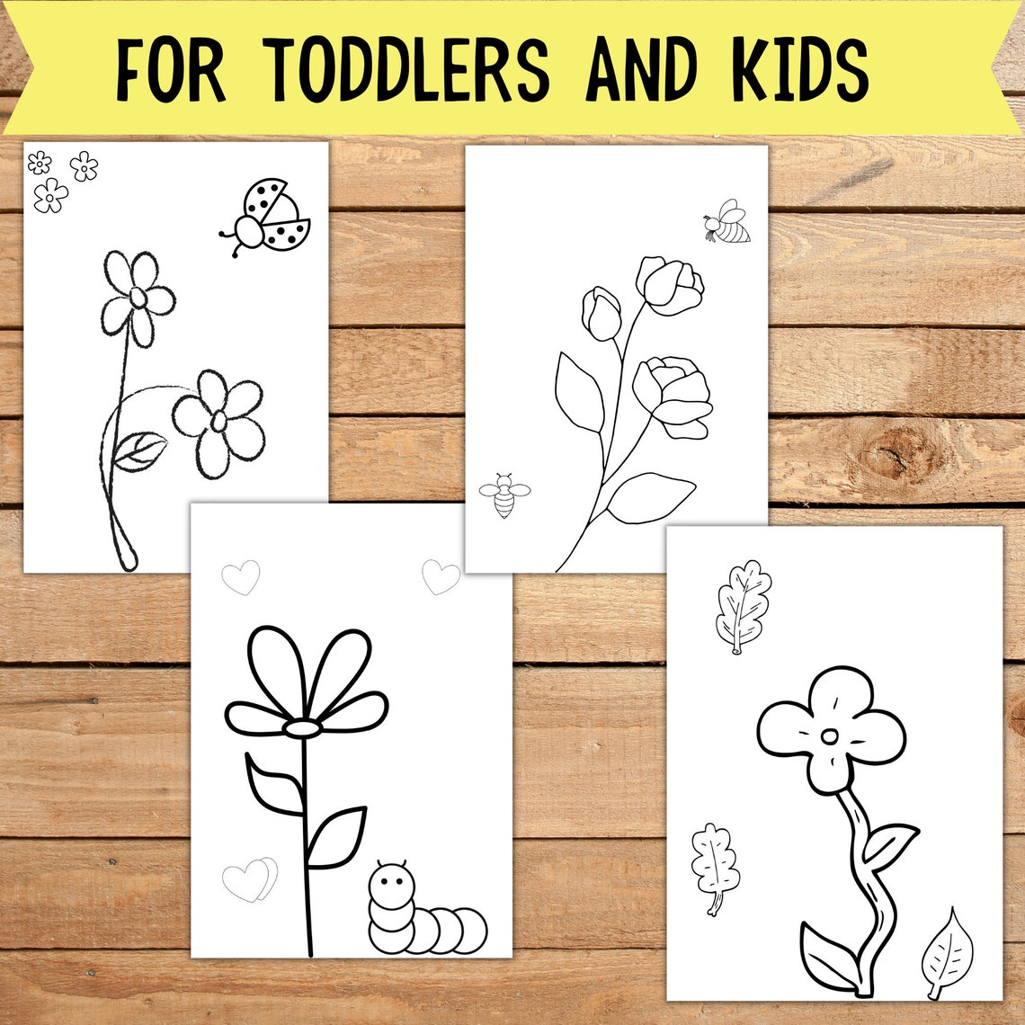 Simple Flower Coloring Pages for Kids , 20 Flower Coloring Sheets ...