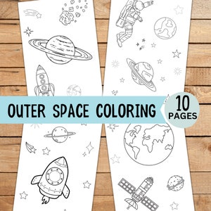 10 Outer Space Coloring Pages, Rockets Stars and Planets Sheets ...