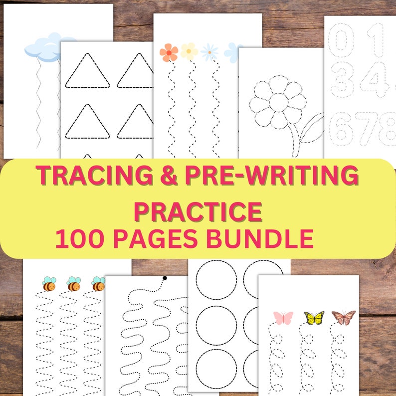TRACING PRACTICE Mega Bundle 100 PAGES, Preschool Alphabet Tracing Line ...
