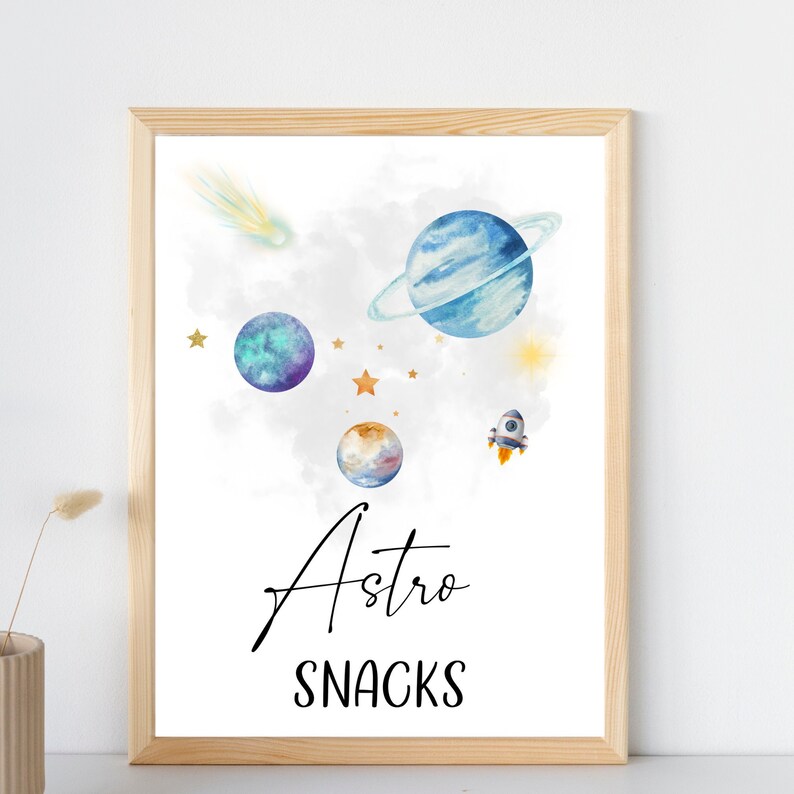 Astro Snacks, Space Party Sign, Outer Space Birthday Sign, Signs ...