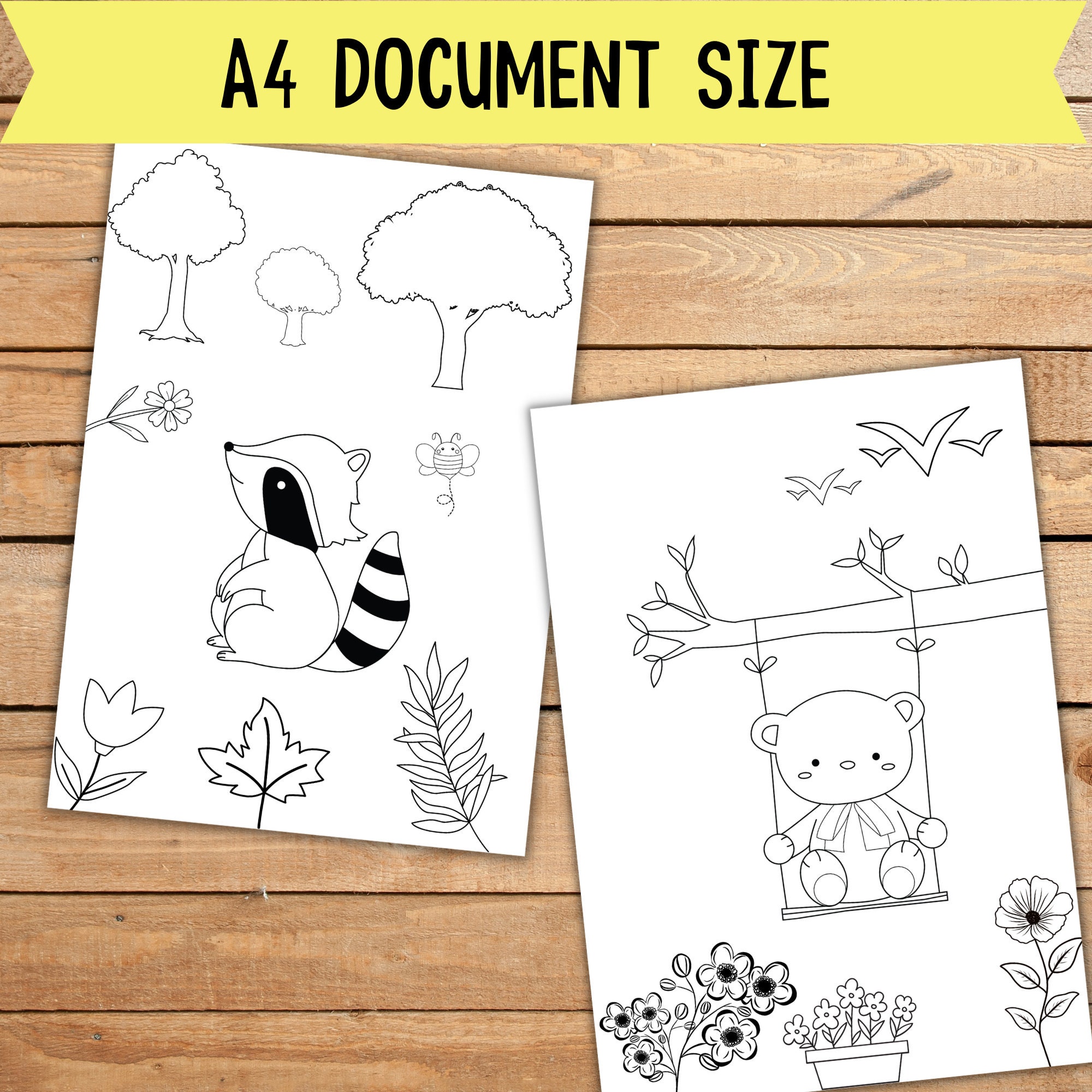 Woodland Animals Coloring Pages for Toddlers and Kids, Printable 7 ...