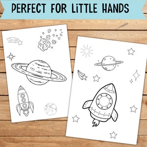 10 Outer Space Coloring Pages, Rockets Stars and Planets Sheets ...