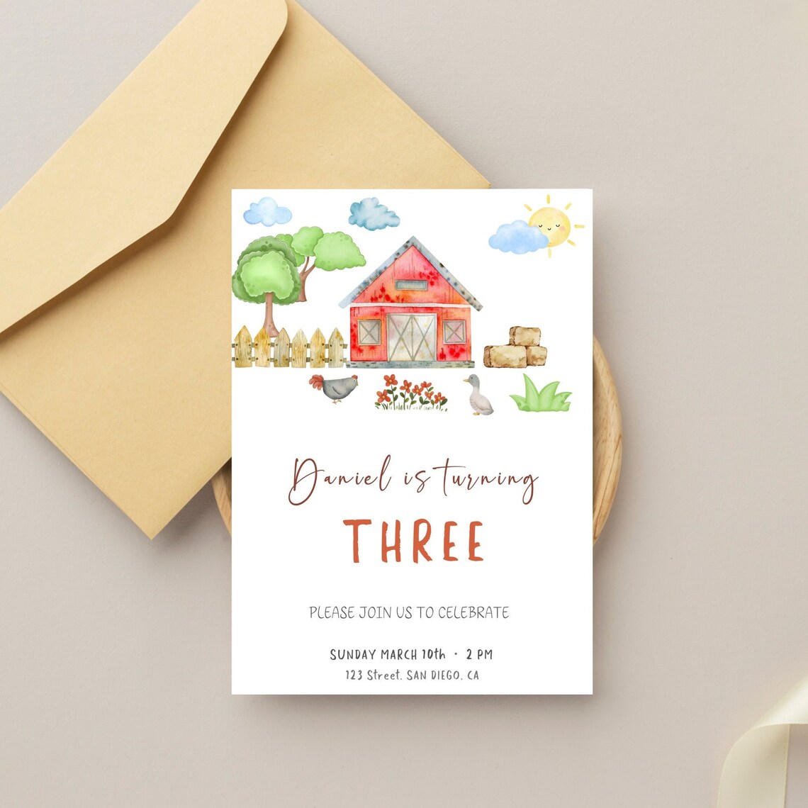 Farm Birthday Invitation Template, Barn Animals Party Invite, Ranch ...