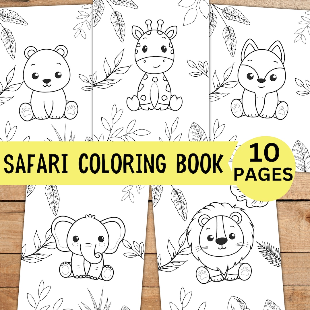 Printable Safari Animals Coloring Pages for Kids, 10 Coloring Pages for ...