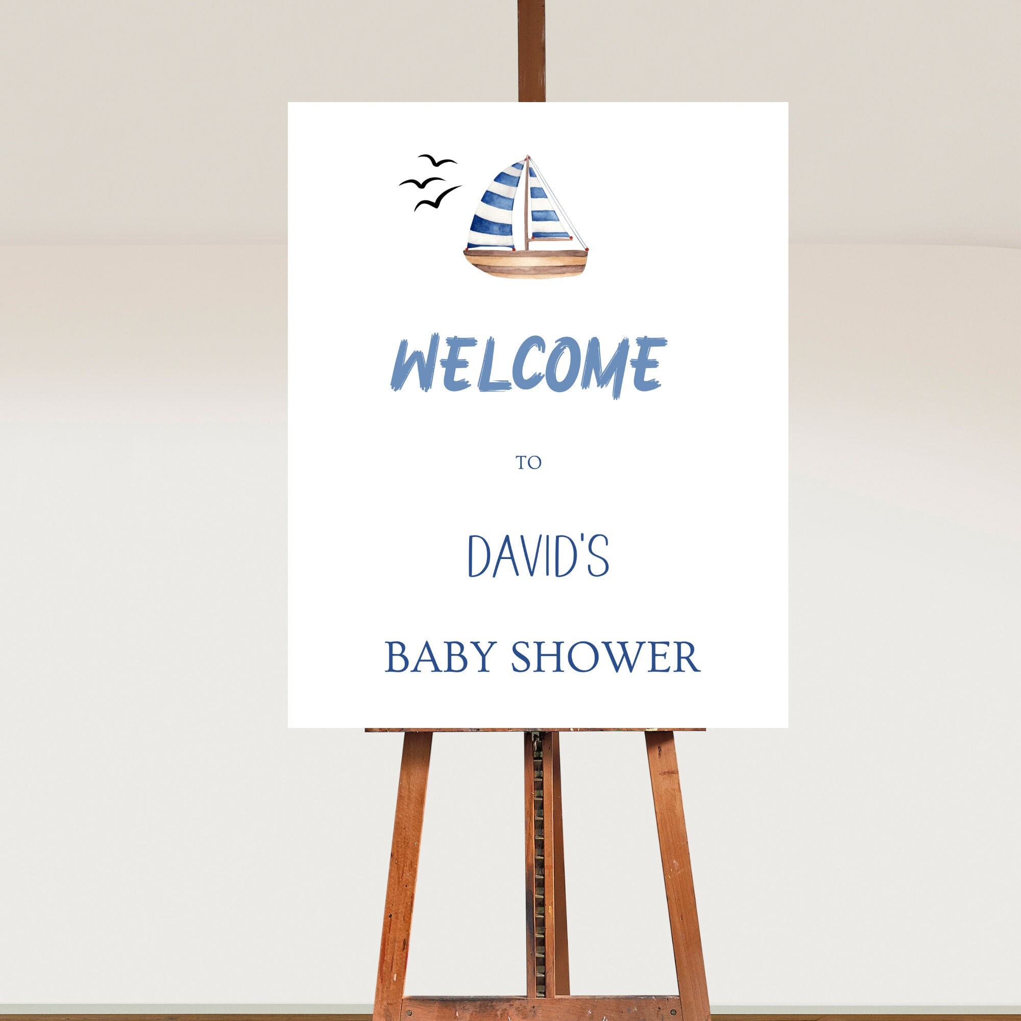 Nautical Welcome Sign Template, Baby Boy, Sailing Boat, Nautical Marine ...