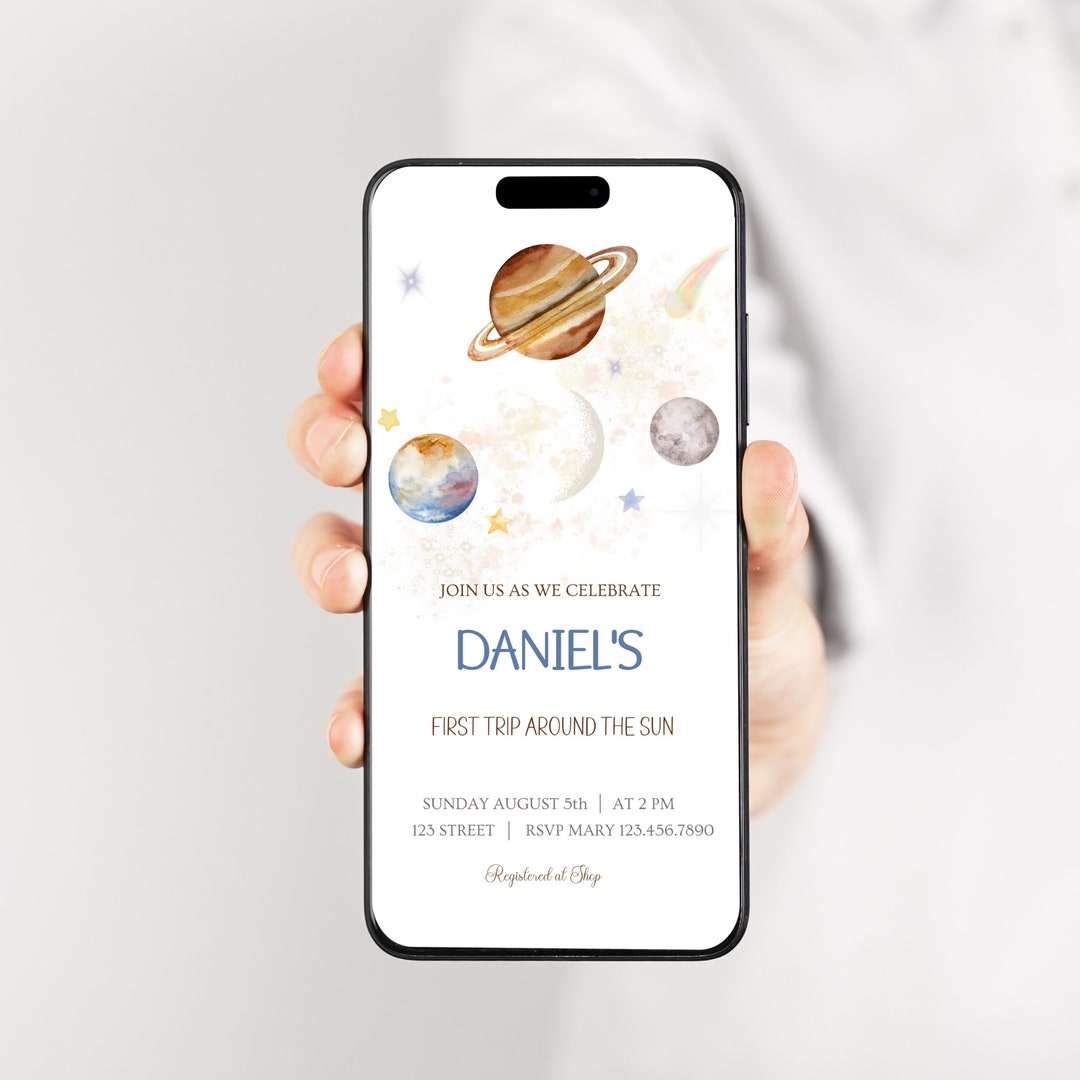 Digital Outer Space Invitation Template, Planets, Birthday Boy,moon and ...
