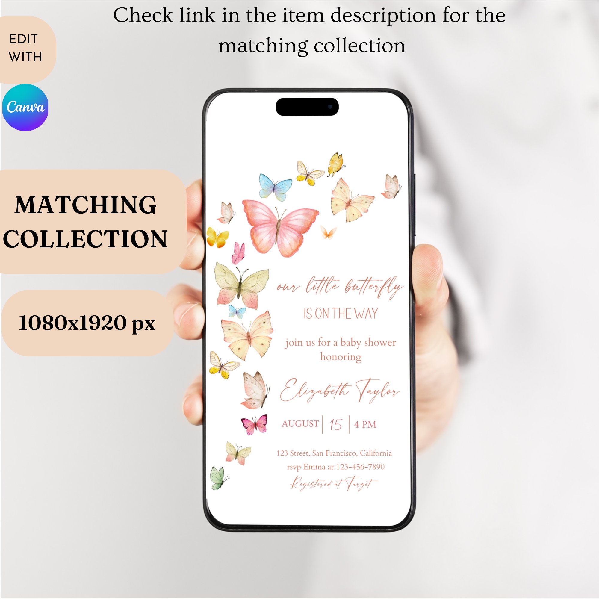 Butterfly Baby Shower Invitation, Pastel Butterfly Invitation Template ...