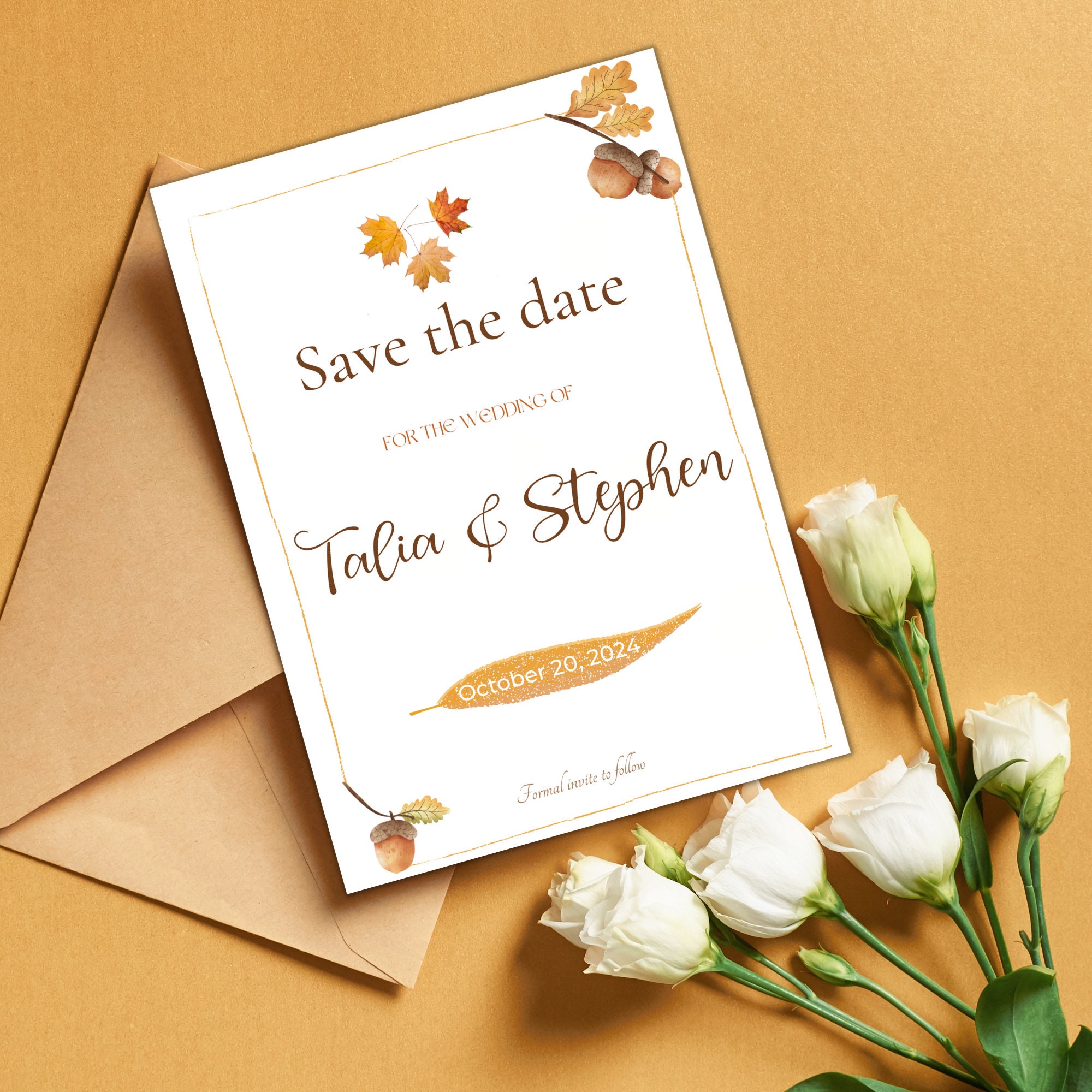 Editable Save the Date Template, Autumn Wedding Save the Date, Fall ...