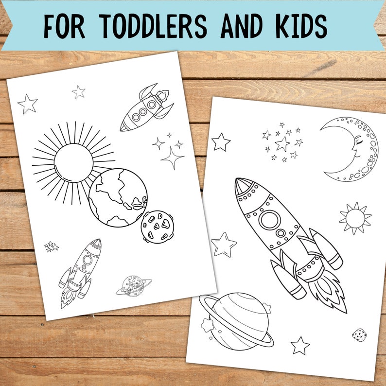 10 Outer Space Coloring Pages, Rockets Stars and Planets Sheets ...