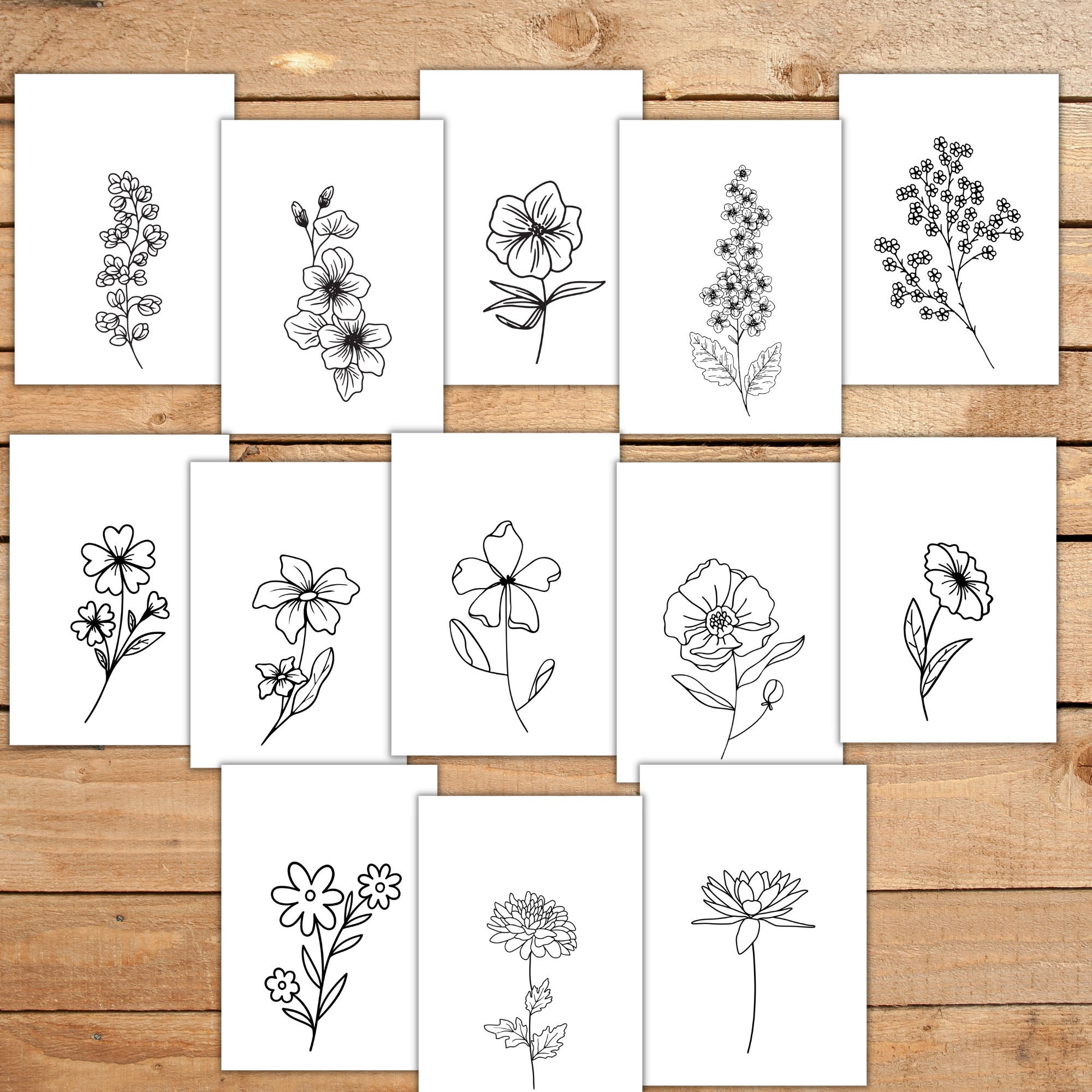 Floral Coloring Book, 60 Simple Flower Coloring Pages (PDF Pattern) - Etsy